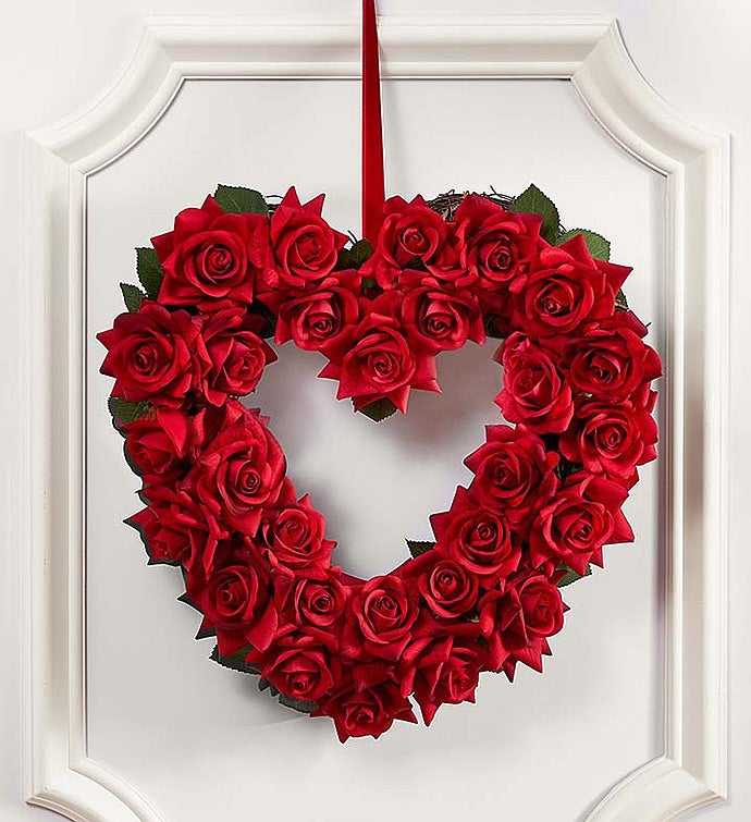Keepsake Red Rose Heart Shaped Wreath - 12" | 1800Flowers.com - 155088