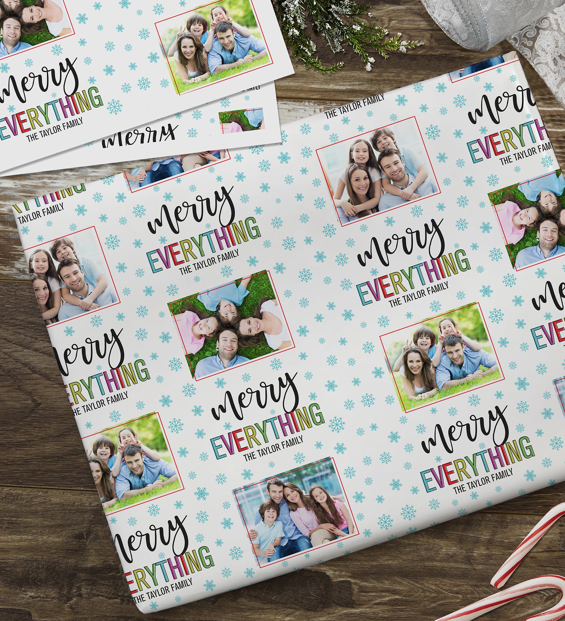 Merry Everything Personalized Photo Wrapping Paper