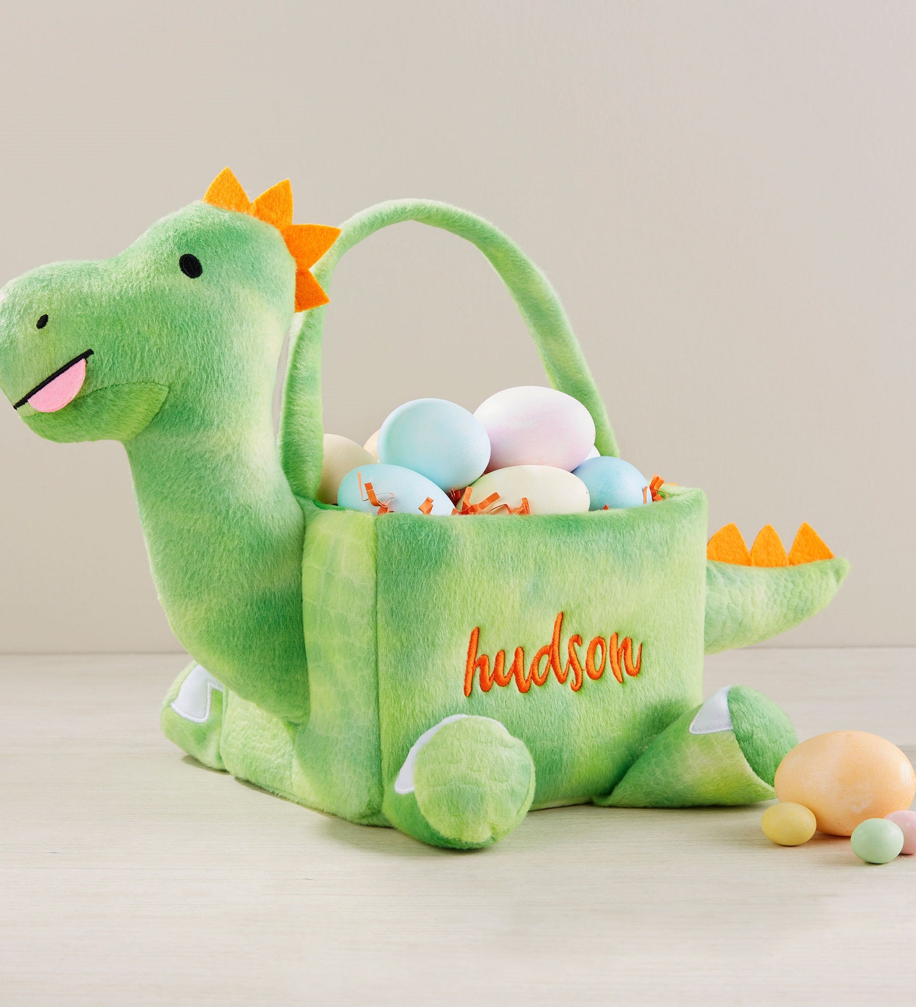 Dinosaur Embroidered Plush Easter Treat Bag
